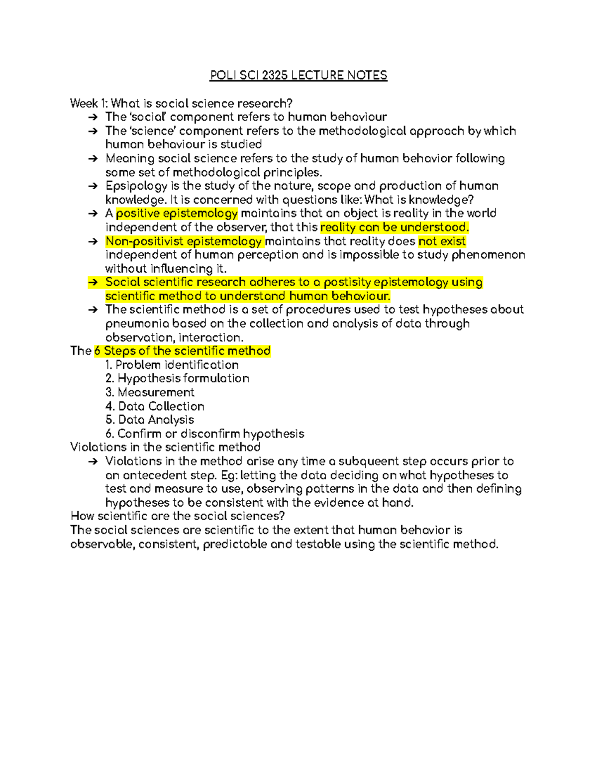 POLI SCI 2325F WEEK 1 Lecture Notes - POLI ̆SCI ̆2325 ̆LECTURE ̆NOTES ...