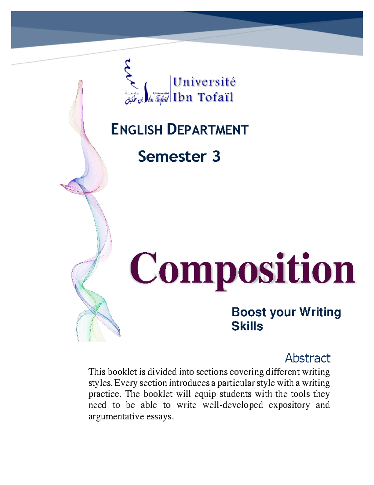 Composition booklet S3 NEW - ENGLISH DEPARTMENT Semester 3 Boost your ...