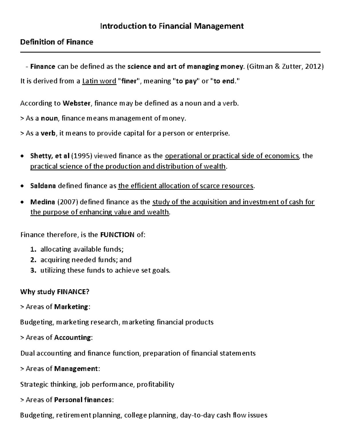 Introduction to Financial Management - Introduction to Financial ...