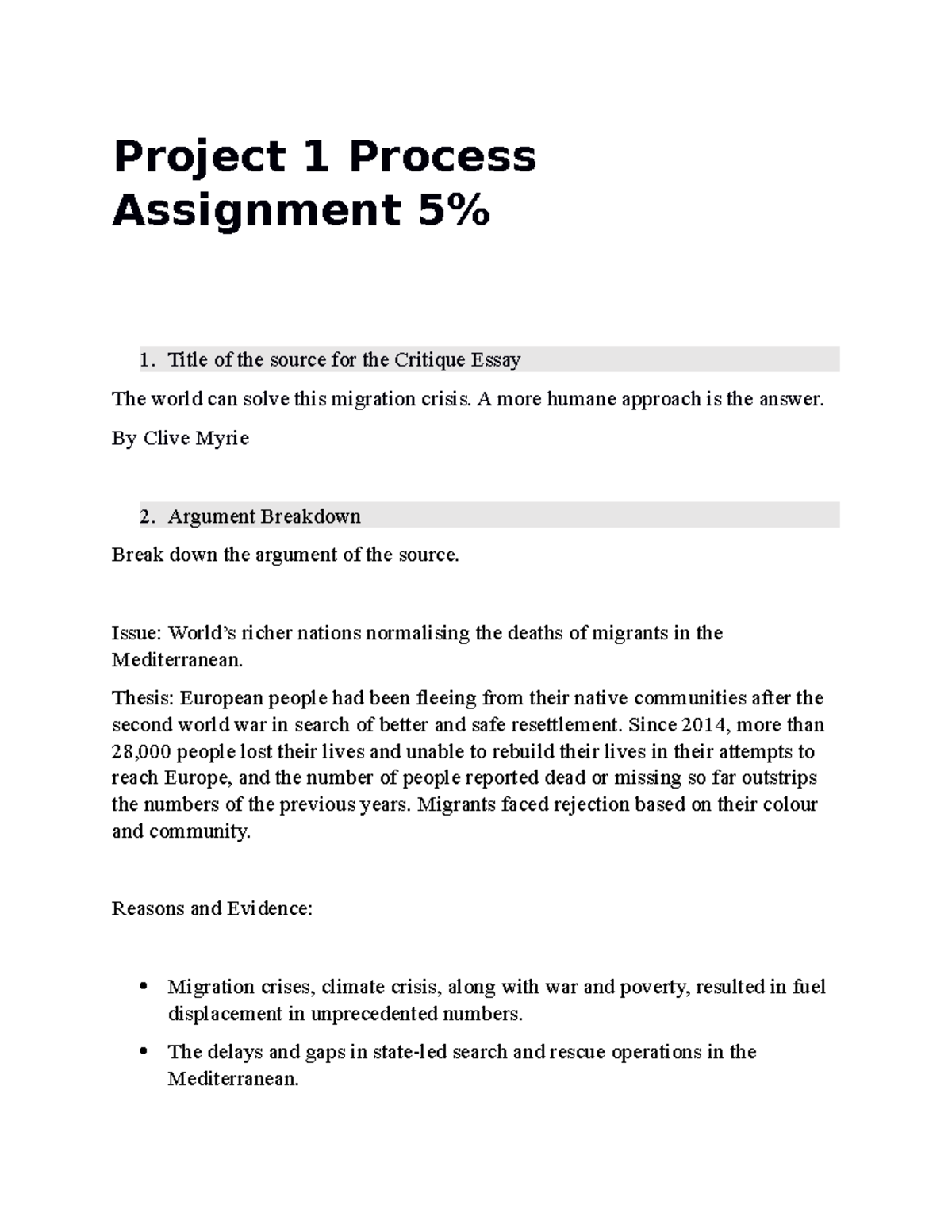 Project 1 Process assignment -F23 - Project 1 Process Assignment 5% ...