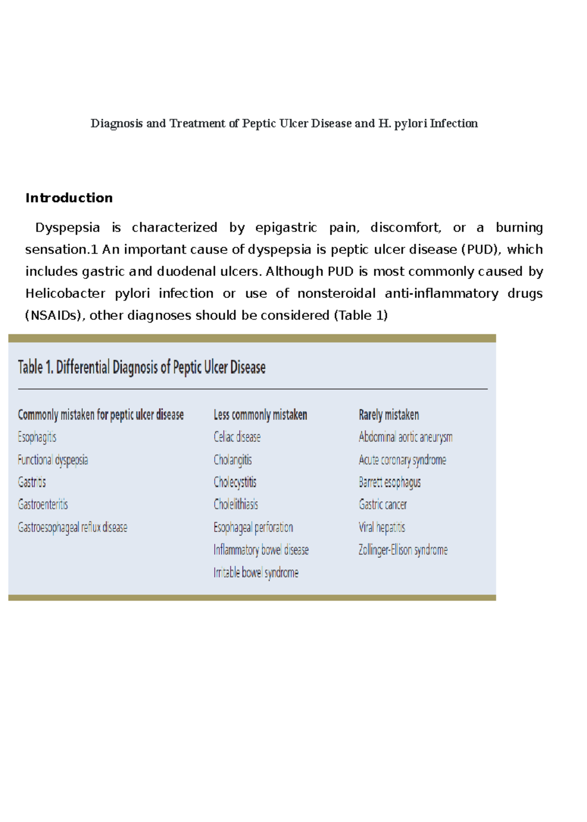 Diagnosis and Treatment of Peptic Ulcer Disease and medical chemistry ...