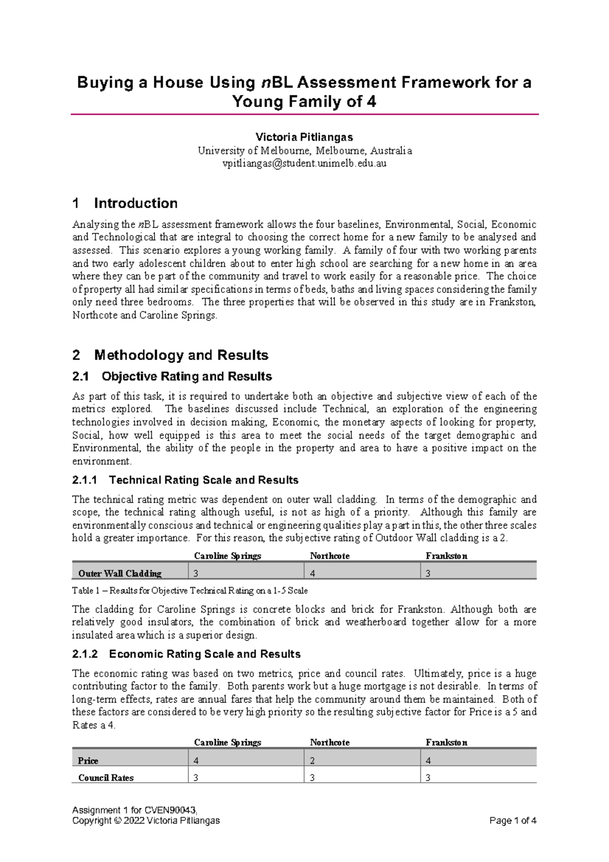CVEN90043 Assignment 1 – Buying a House Using n BL Assessment Framework ...