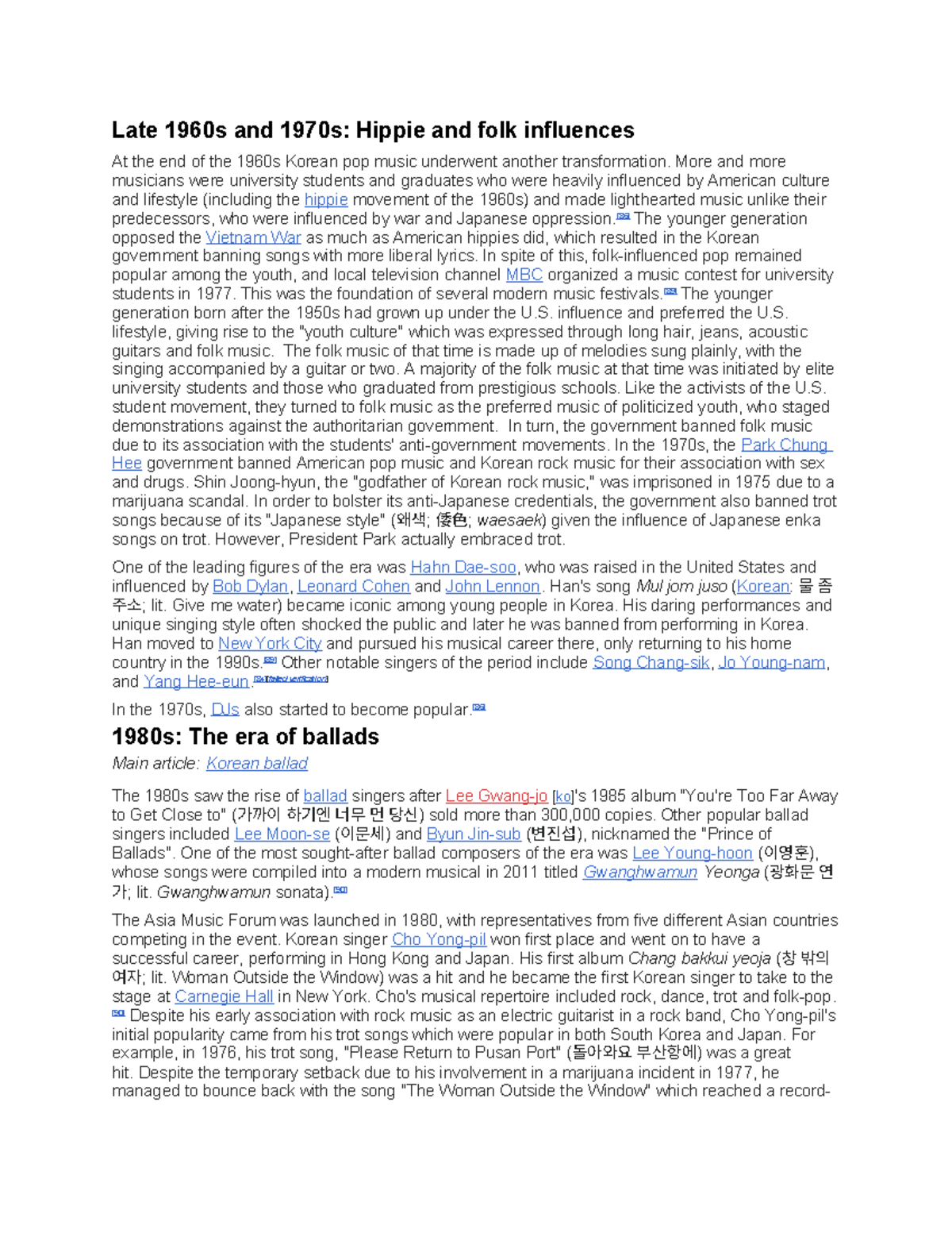 1 - An article about KPOP. - Late 1960s and 1970s: Hippie and folk ...