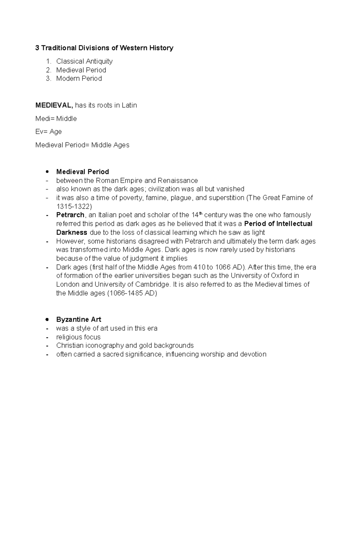 Arts App - Summary Art Appreciation - 3 Traditional Divisions of ...