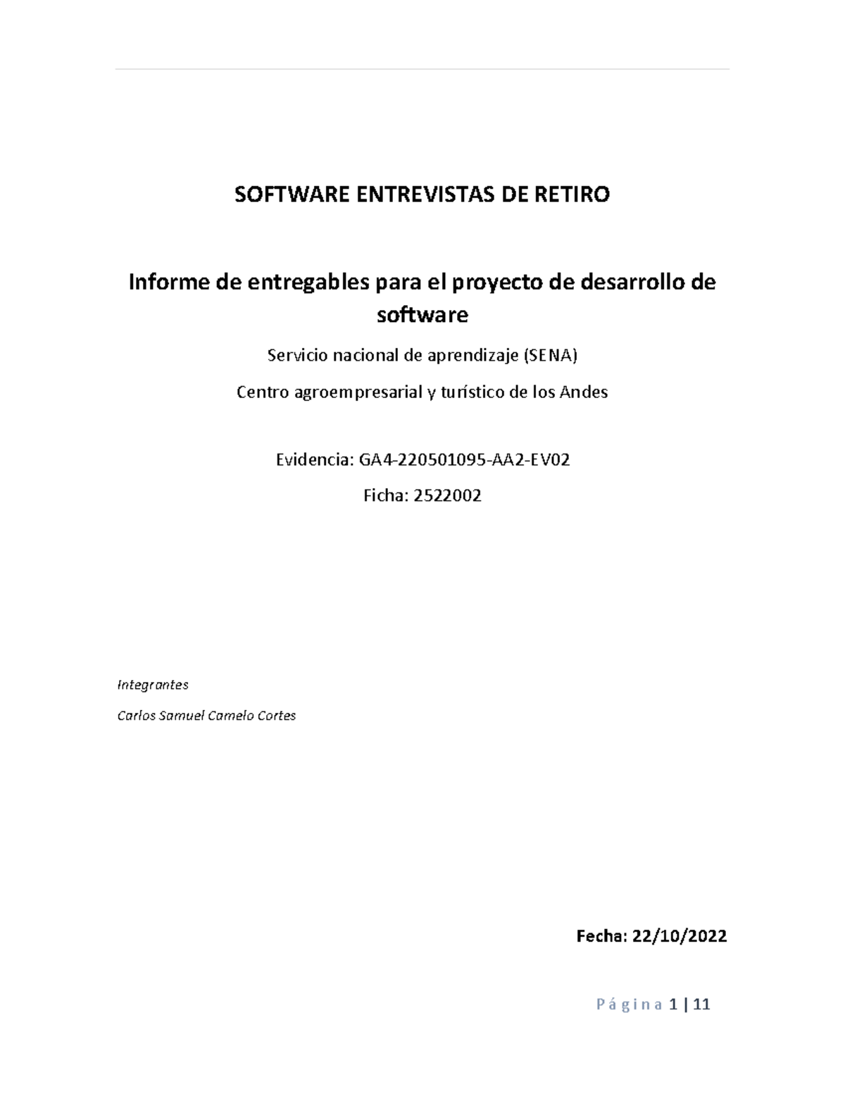 Informe de entregables para el proyecto - Descripción general Existen ...