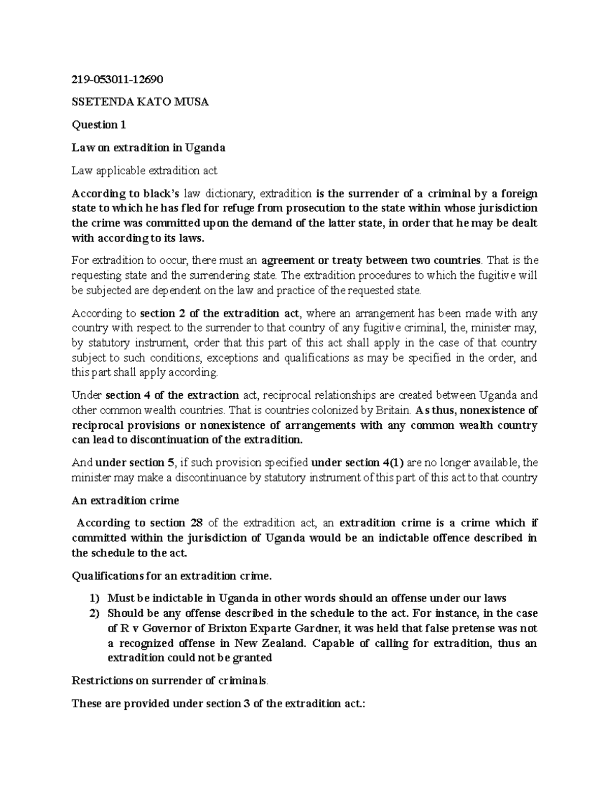 Criminal Extradiction in Uganda - 219-053011- SSETENDA KATO MUSA ...