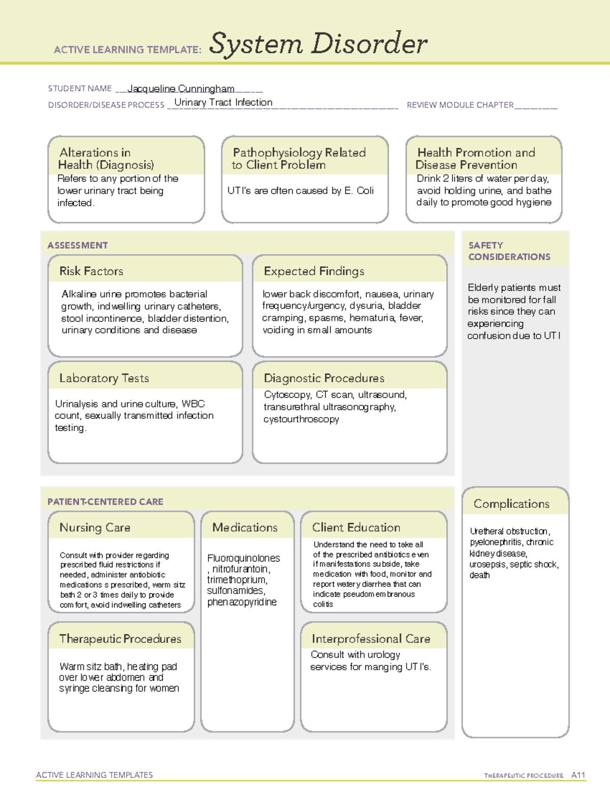 Urinary tract infection system disorder - ACTIVE LEARNING TEMPLATES ...