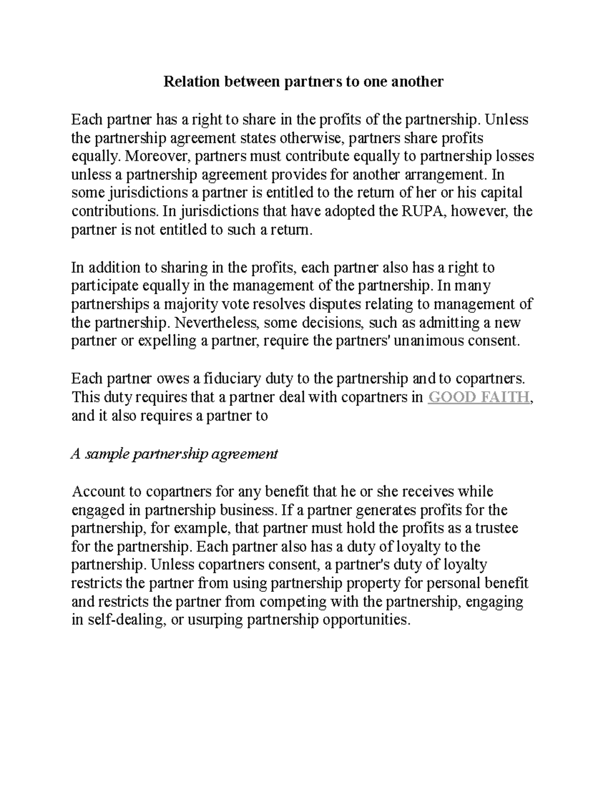 Relation between the partenrs - Relation between partners to one ...