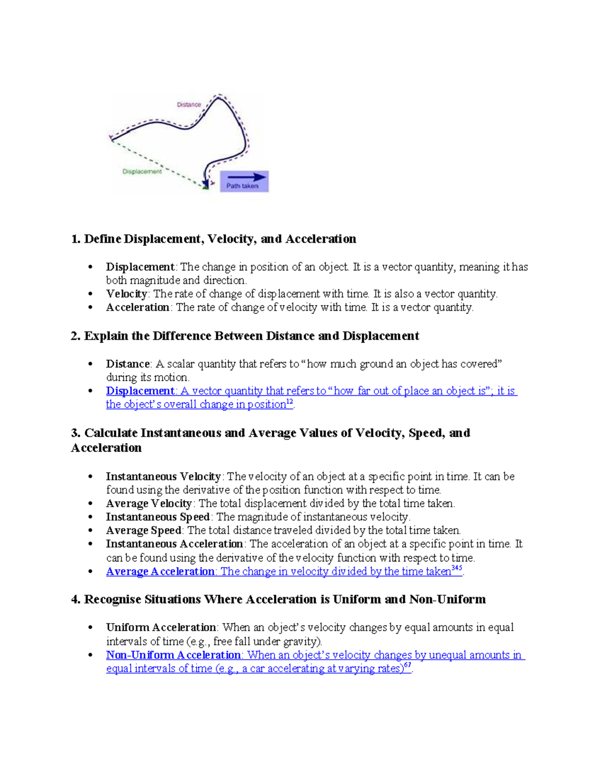 Pysics kinematics and Forces and Momentum study guide - 1. Define ...