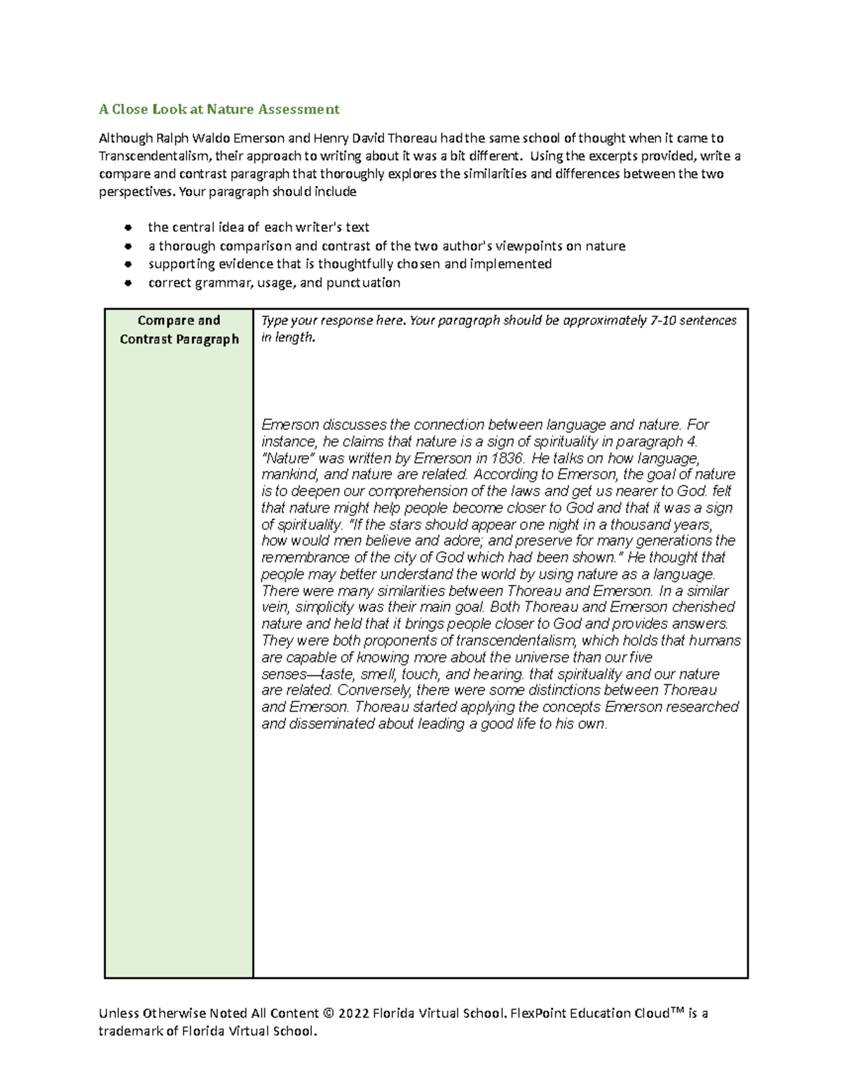 Close look nature assess rubric - A Close Look at Nature Assessment ...