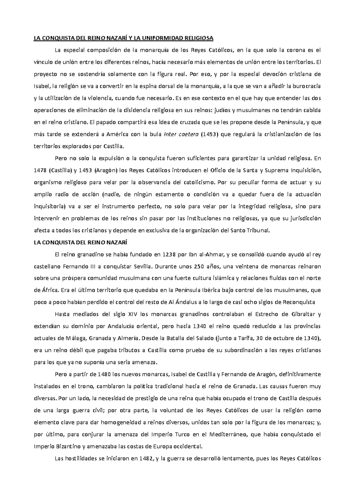 032- el significado de 1492 - LA CONQUISTA DEL REINO NAZARÍ Y LA UNIFORMIDAD RELIGIOSA La ...