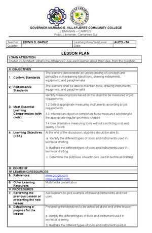 Detailedlessonplancuevas - DETAILED LESSON PLAN ENVIRONMENTAL SCIENCE ...