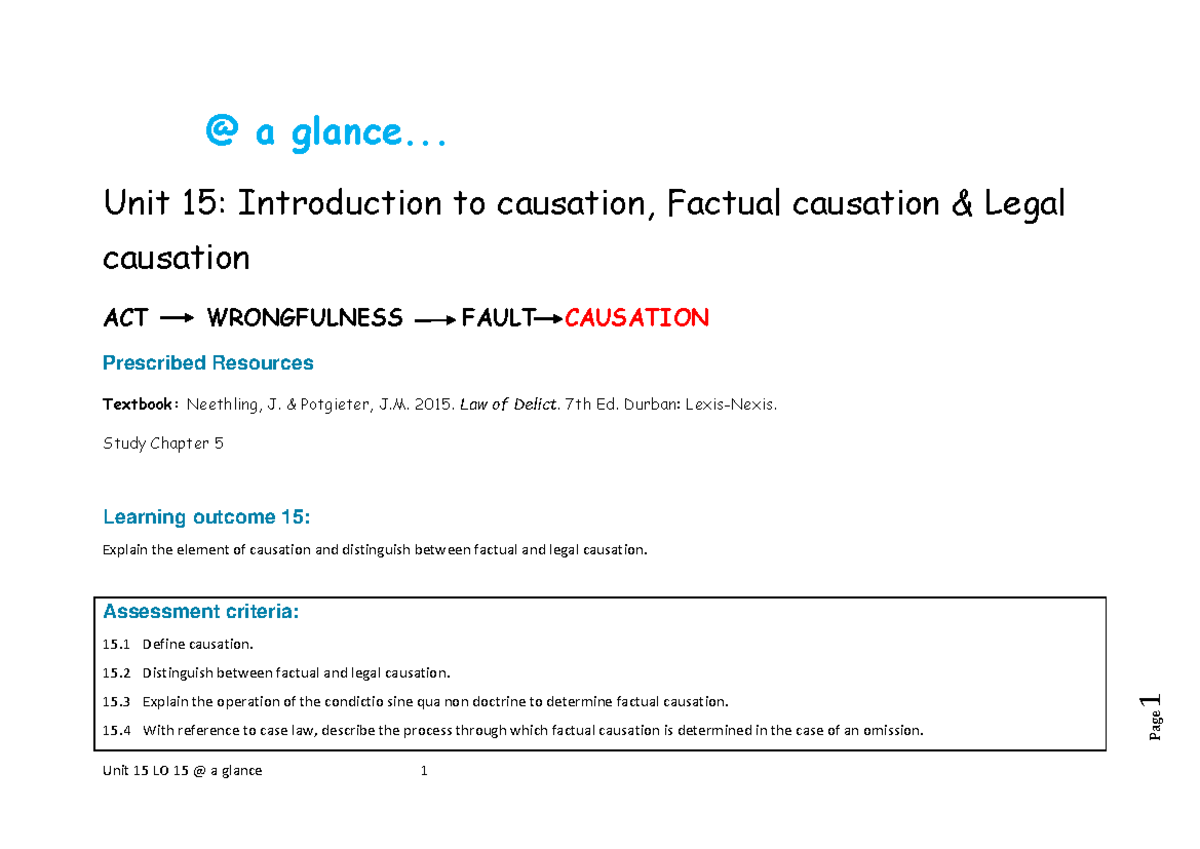Introduction to causation, Factual causation & Legal causation - Page 1 ...