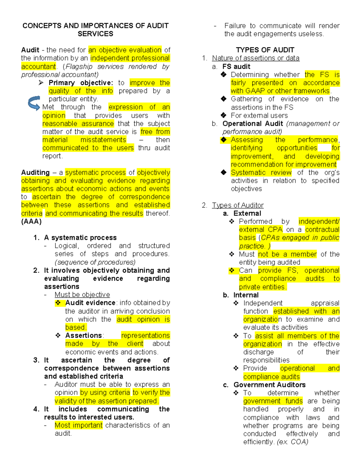 AAP - Chapter 2 - CONCEPTS AND IMPORTANCES OF AUDIT SERVICES Audit - the need for an objective ...