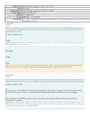 Module 2 Test Score 100 - Part C and Other Medicare Health Plans all ...
