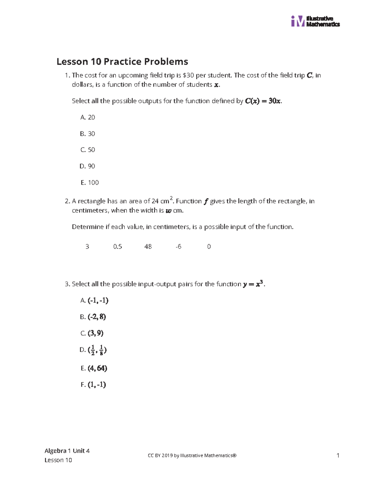 Lesson 10 Practice Problems - MATH 3 - Stanford - Studocu