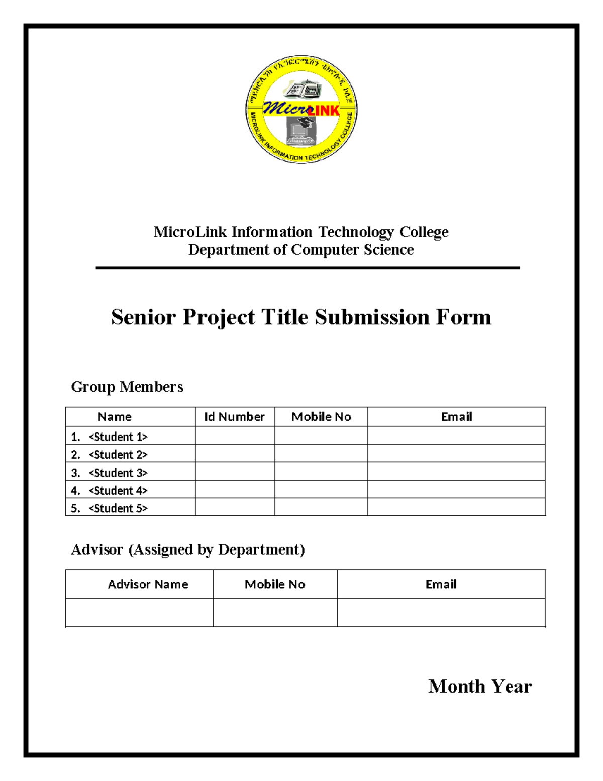 Project Title Submission Form-2 - MicroLink Information Technology ...