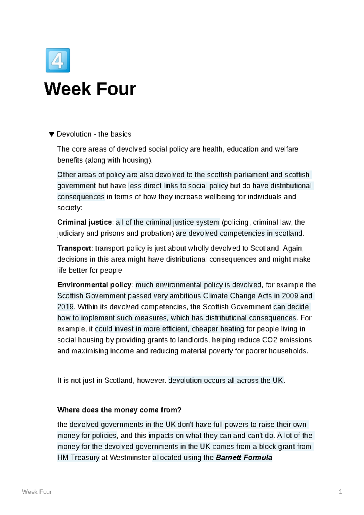Devolution, social policy and multi-level governance - 󾠱 Week Four ...