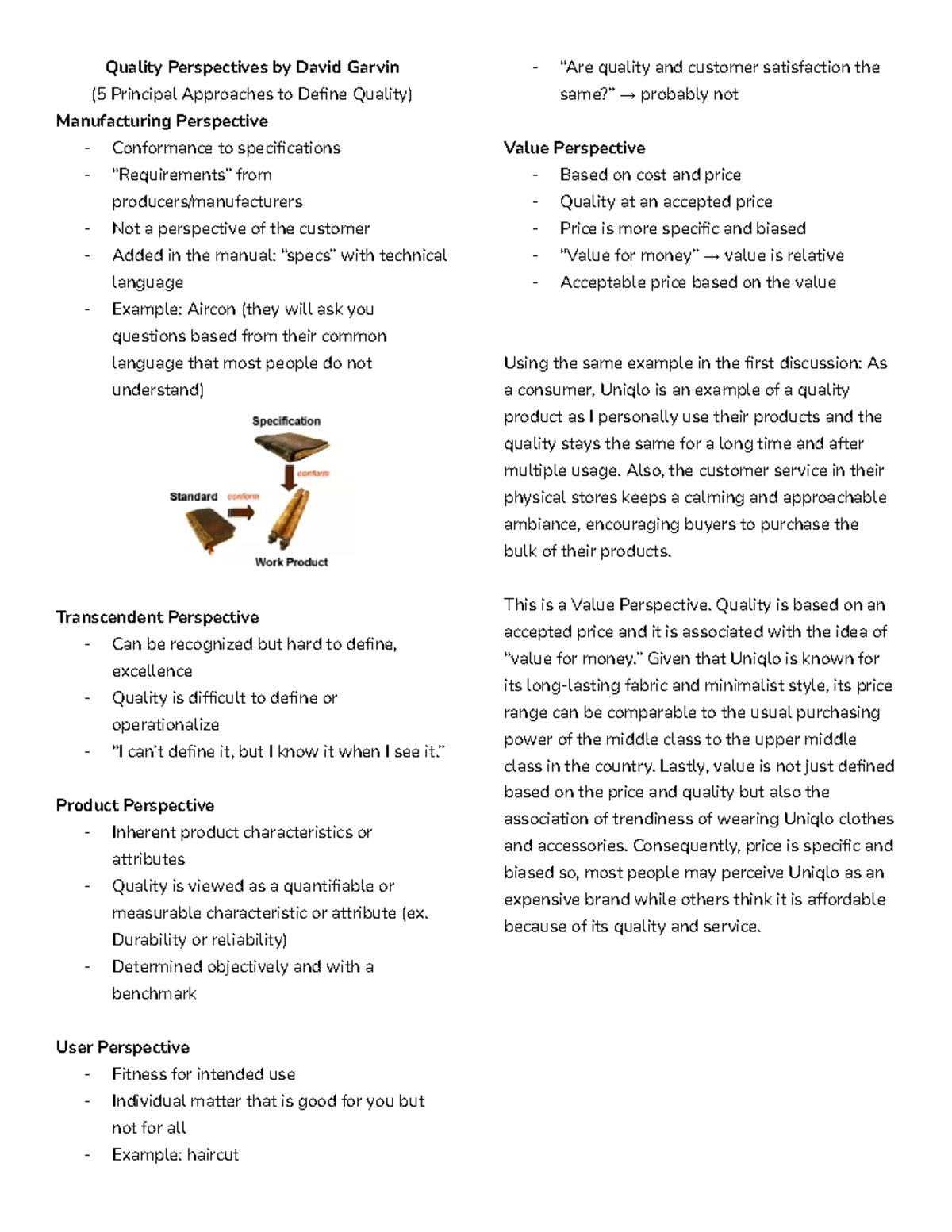 [C Obqual] Notes - Quality Perspectives by David Garvin - Quality ...