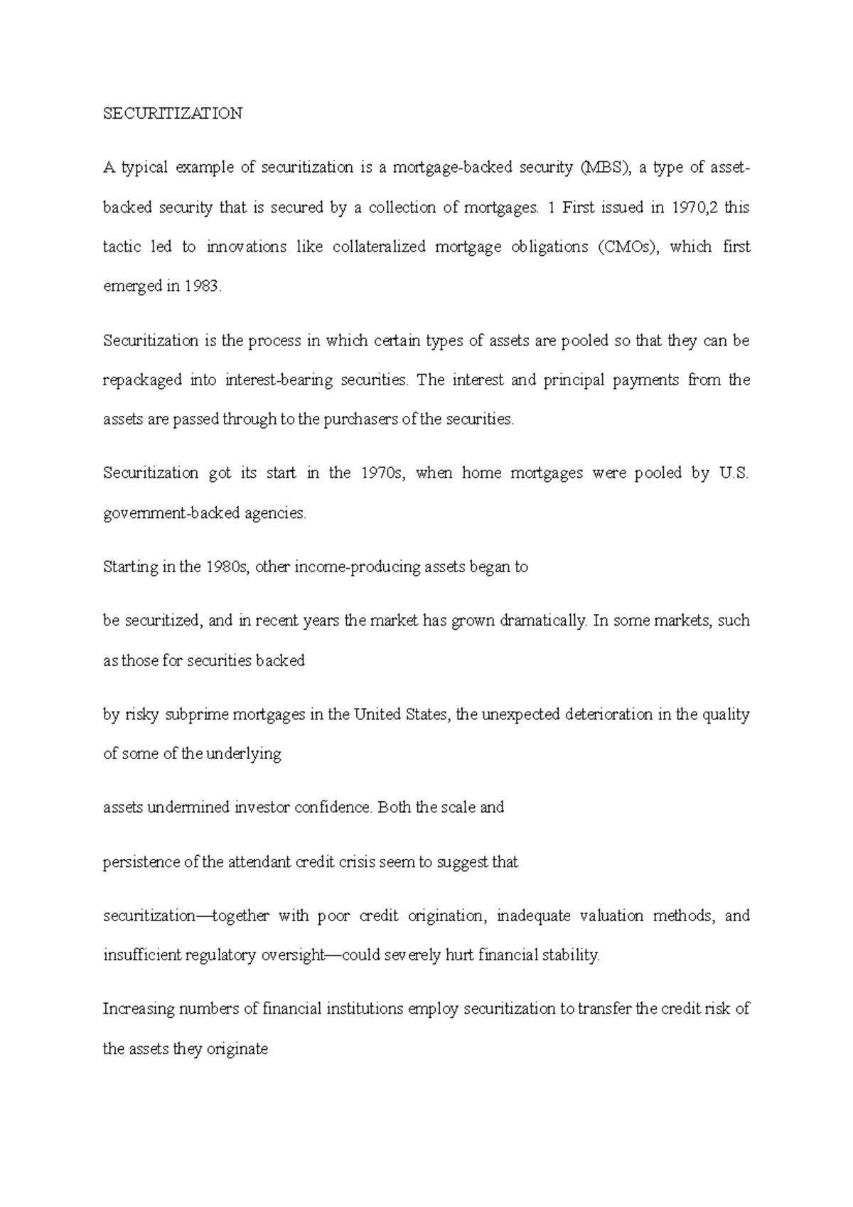 Catatan Securitization - SECURITIZATION A typical example of ...