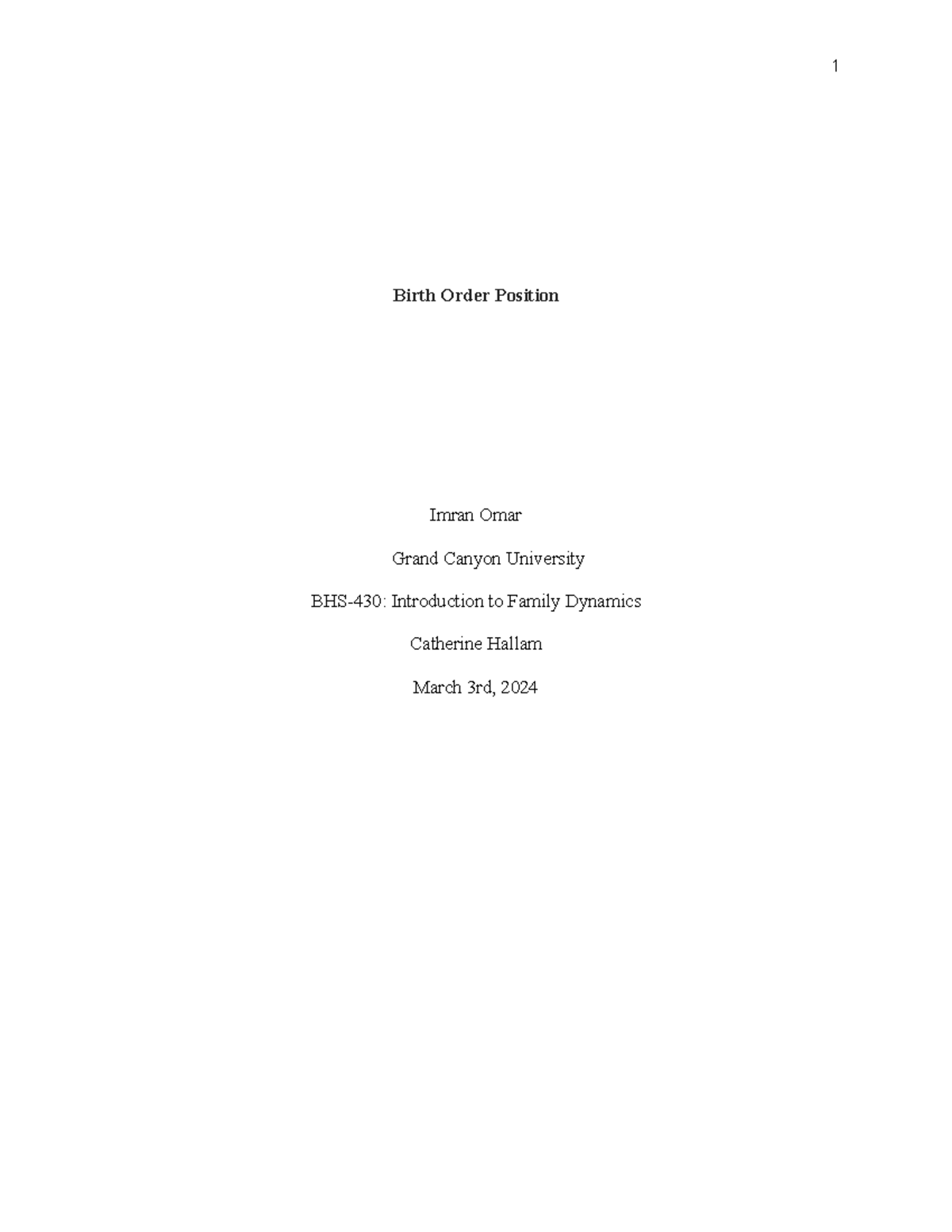 Birth Order Position - 12345667 - Birth Order Position Imran Omar Grand ...
