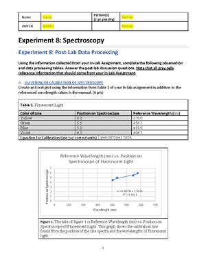 Experiment 1 Prelab Mass, Volume, and Density - Name Name UNC onyen ...