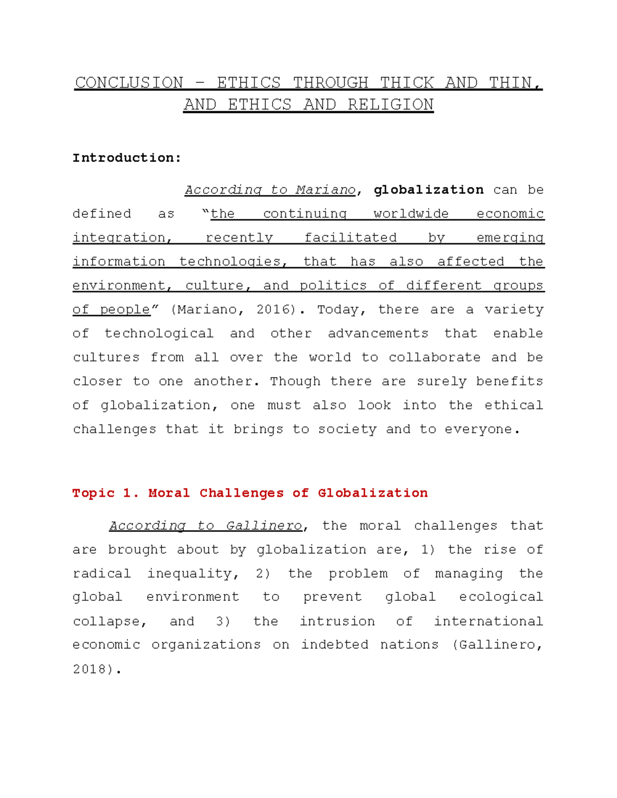 Conclusion – Ethics Through Thick AND THIN, AND Ethics AND Religion ...