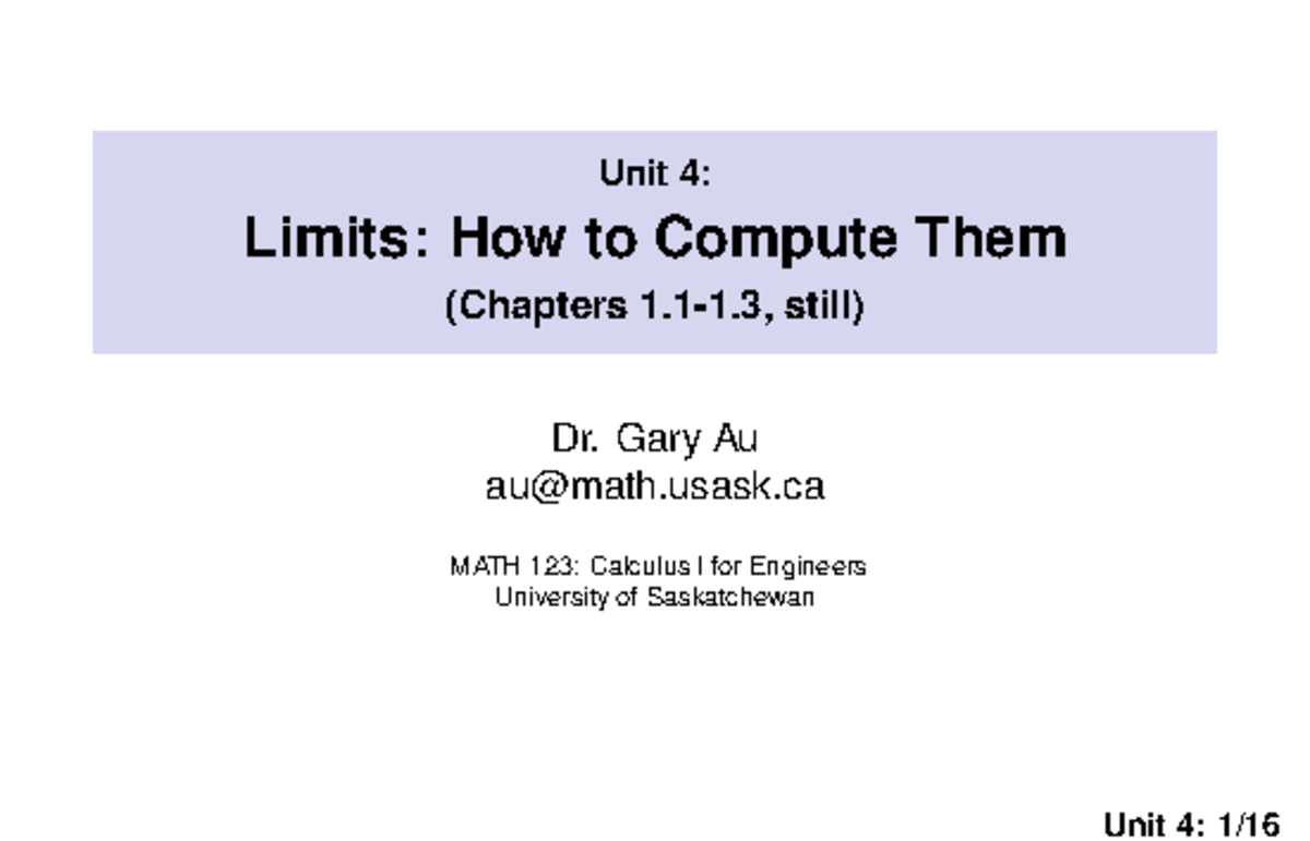 MATH123 04 - maths notes - Unit 4: Limits: How to Compute Them ...