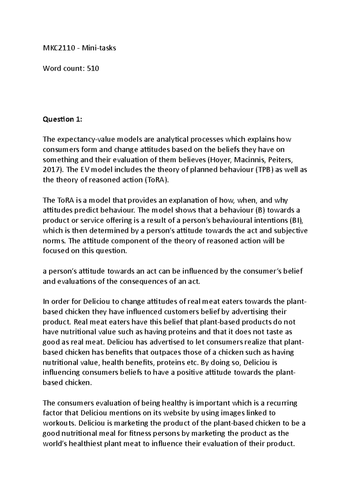 Mini tasks 2 HD model answer - MKC2110 - Mini-tasks Word count: 510 ...