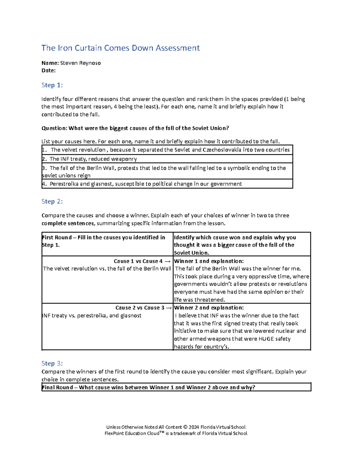Iron curtain - Work - The Iron Curtain Comes Down Assessment Name ...
