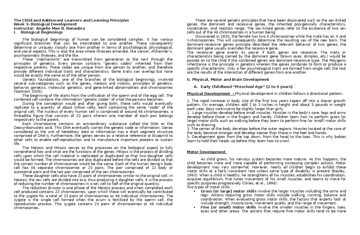 Prof Ed 1 Week 3 - PROF ED MODULES - The Child and Adolescent Learners ...