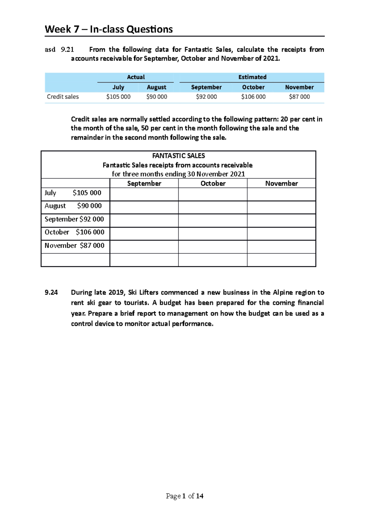 Week 7 In-class questions - Week 7 – In-class Questions asd 9 From the ...
