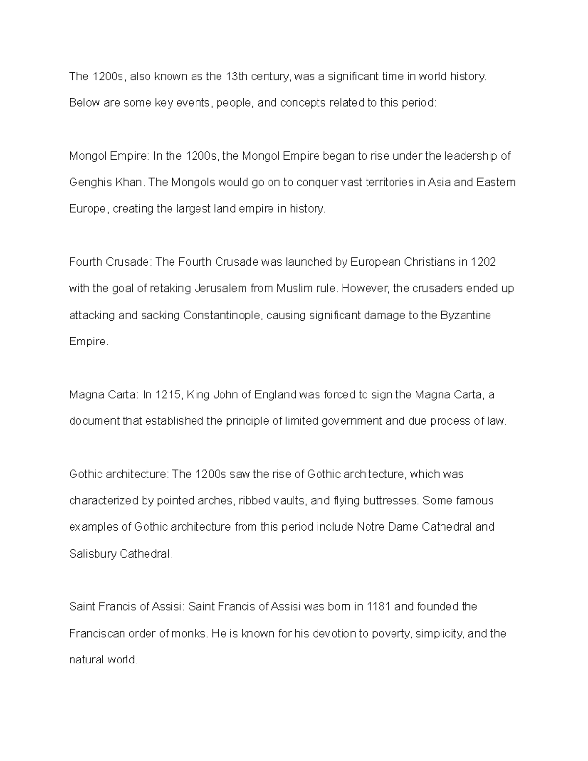 1200s answer key - The 1200s, also known as the 13th century, was a ...