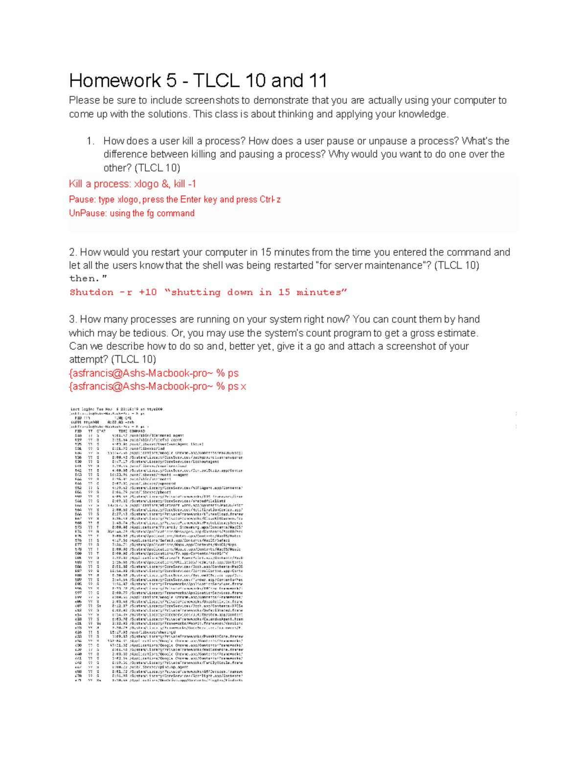 Homework 5 - TLCL 10 and 11 - Homework 5 - TLCL 10 and 11 Please be ...