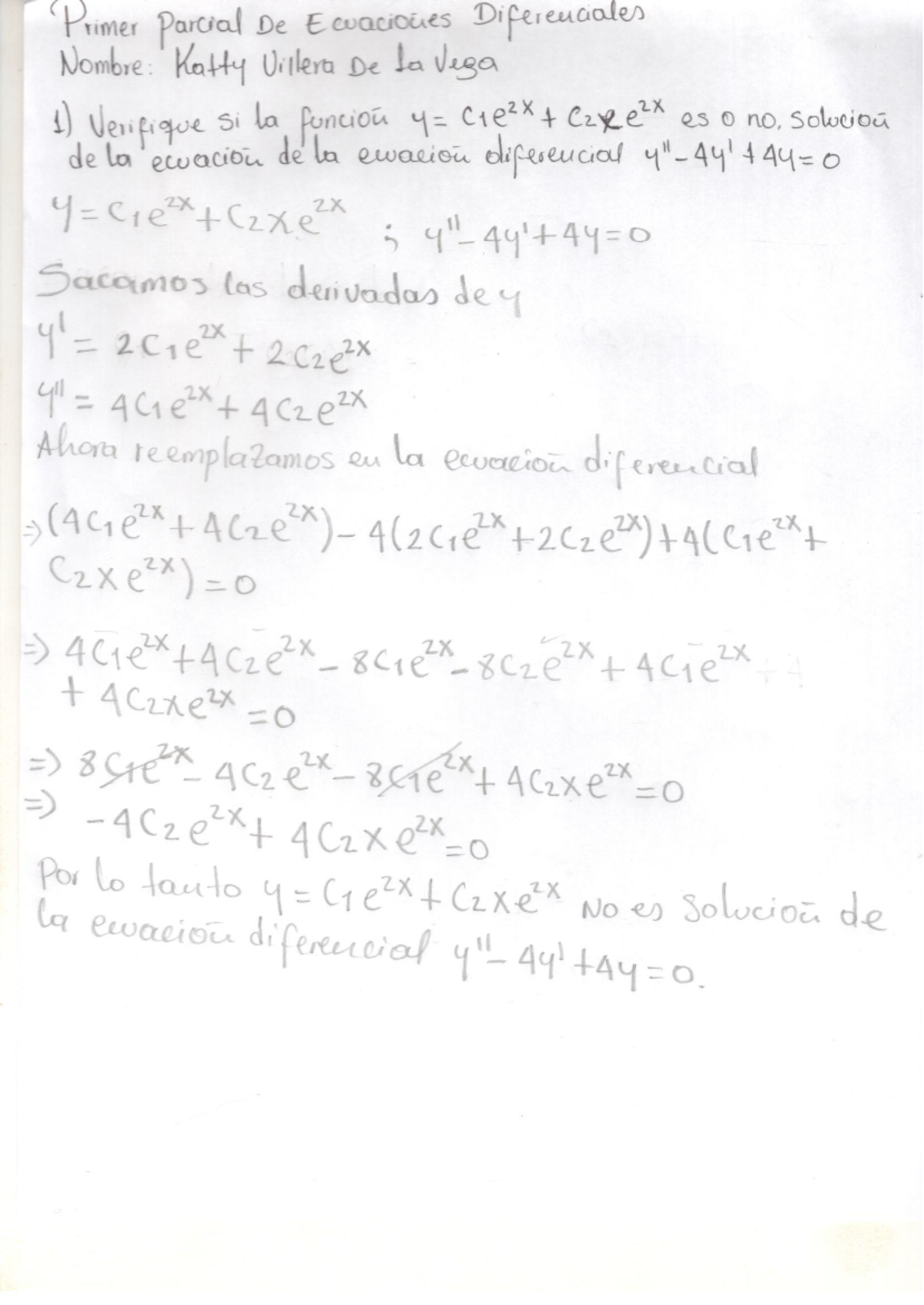 Parcial 1 de Ecuaciones - Ecuaciones diferenciales - Studocu