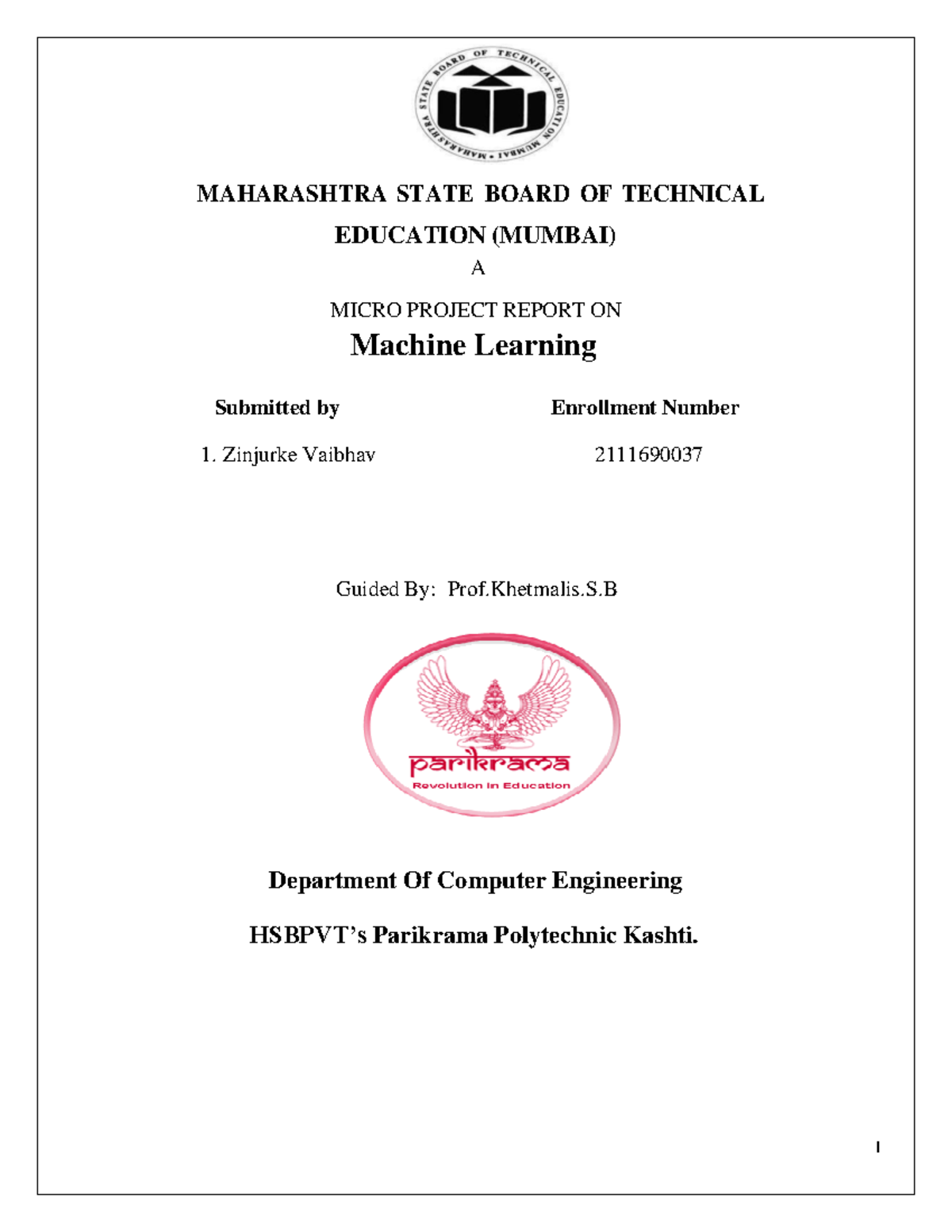 ETI Microproject 2024 - micro project - MAHARASHTRA STATE BOARD OF TECHNICAL EDUCATION (MUMBAI ...