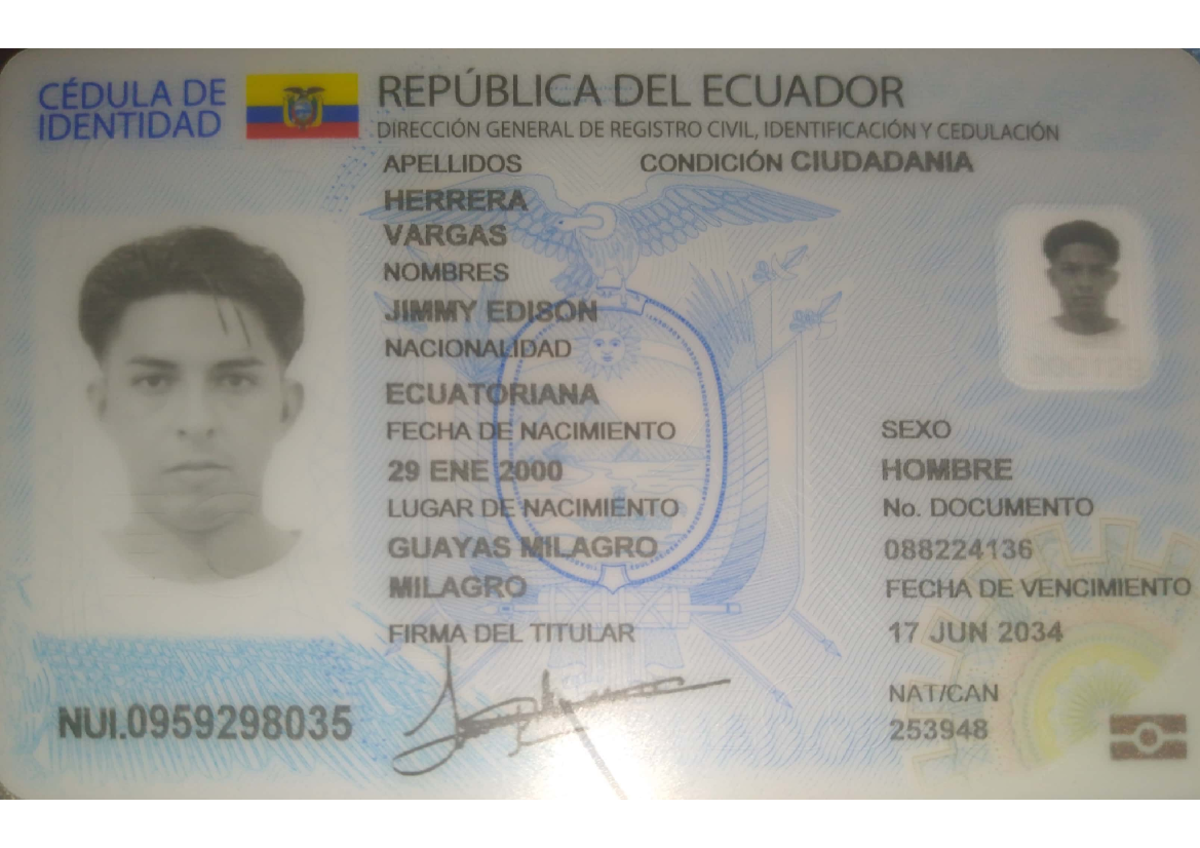 Documento 202461919475 - CÉDULA DE IDENTIDAD U REPUBLICA DEL ECUADOR ...