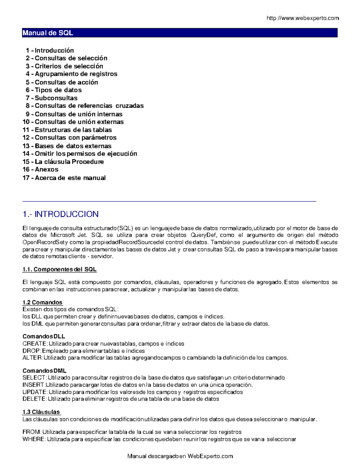 Manual de sql - Manual de SQL 1 - Introducción 2 - Consultas de ...