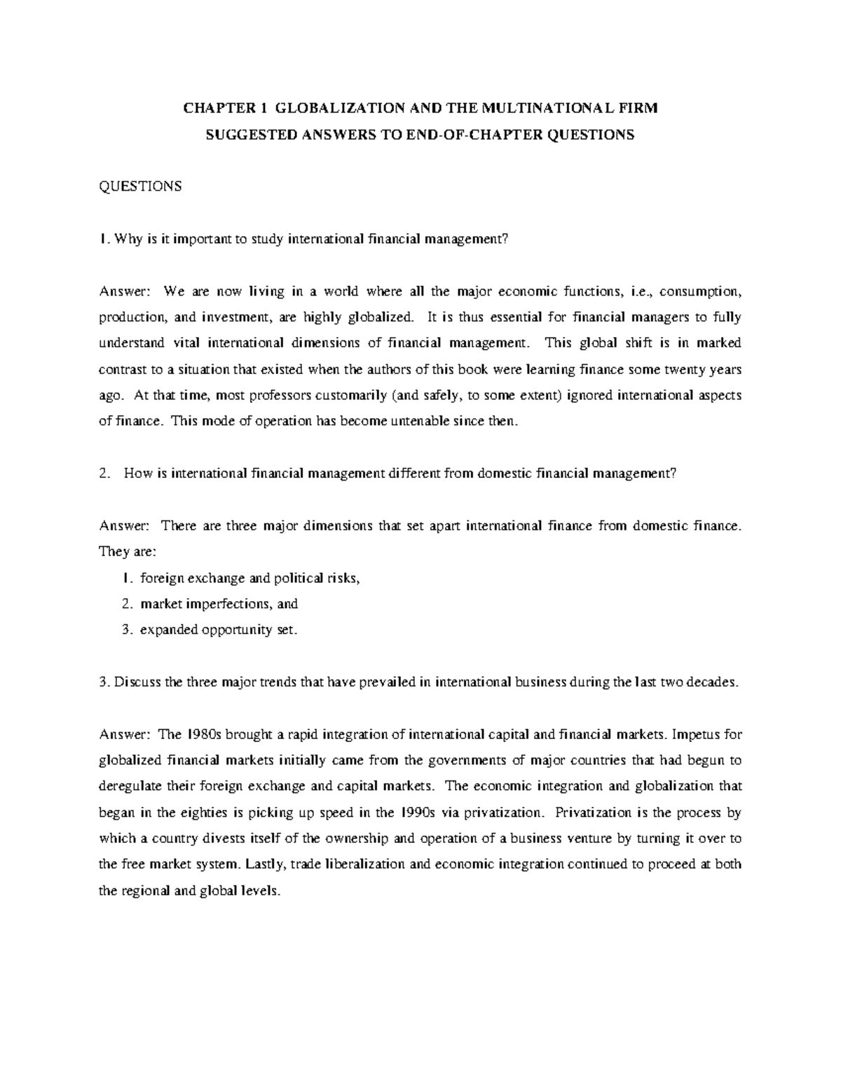 CHAPTER 1: GLOBALIZATION AND THE MULTINATIONAL FIRM - , consumption ...