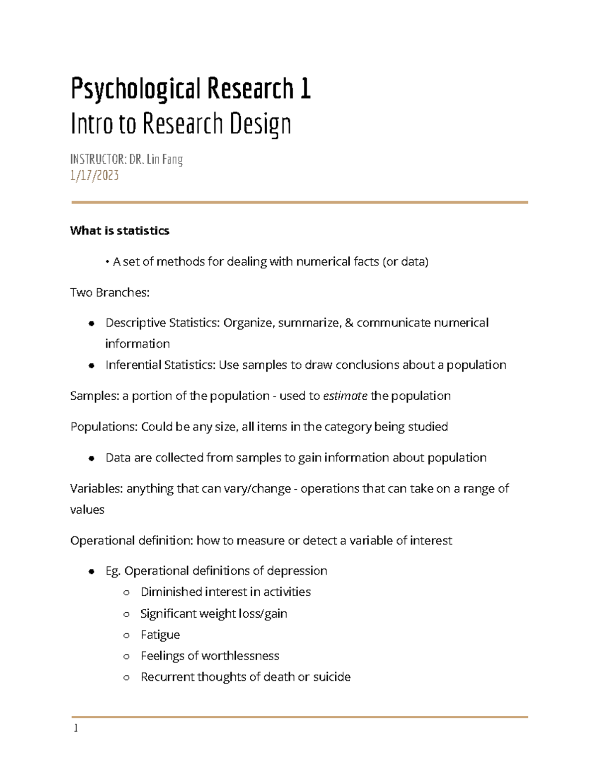Intro to Research Design 1 17 - Psychological Research 1 Intro to ...