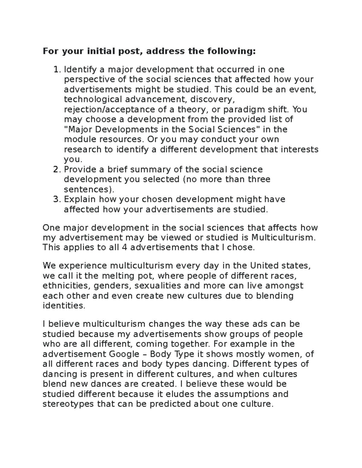 Week 4 Discussion - For your initial post, address the following ...