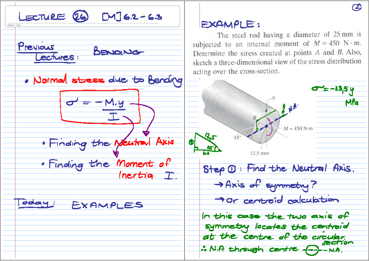 Lecture 26 - Bending - Examples - 19712 - Studocu