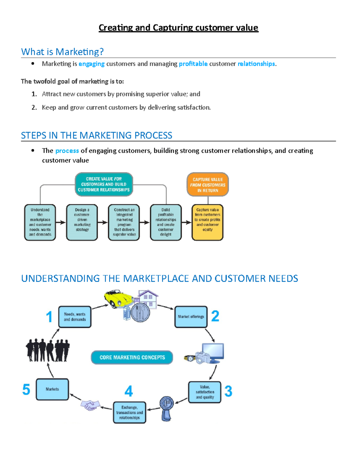 Lecture 1 Notes - Creating and Capturing customer value What is ...