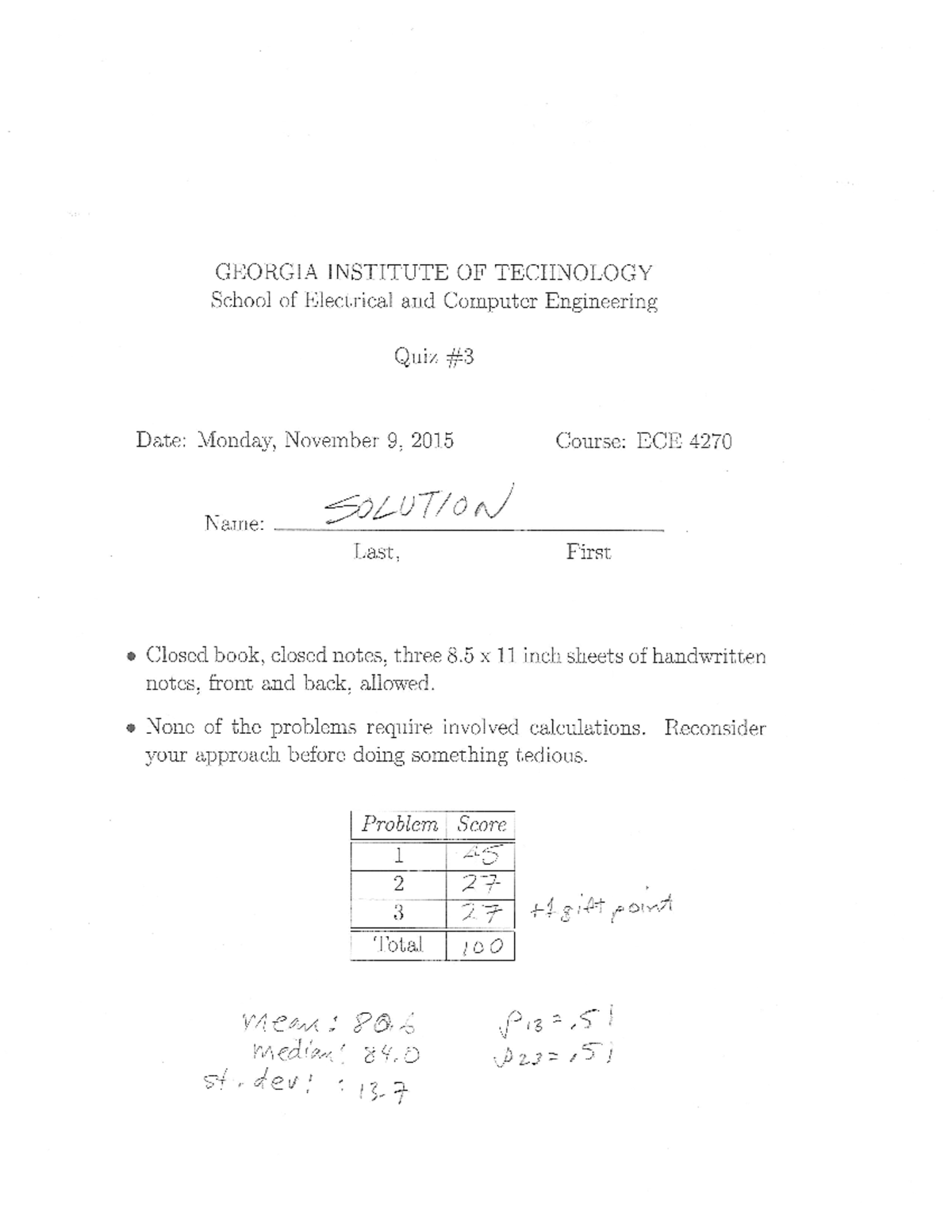 ECE4270 Fundamentals of Digital Signal Processing Solq3 fa15 - ECE 4270 ...