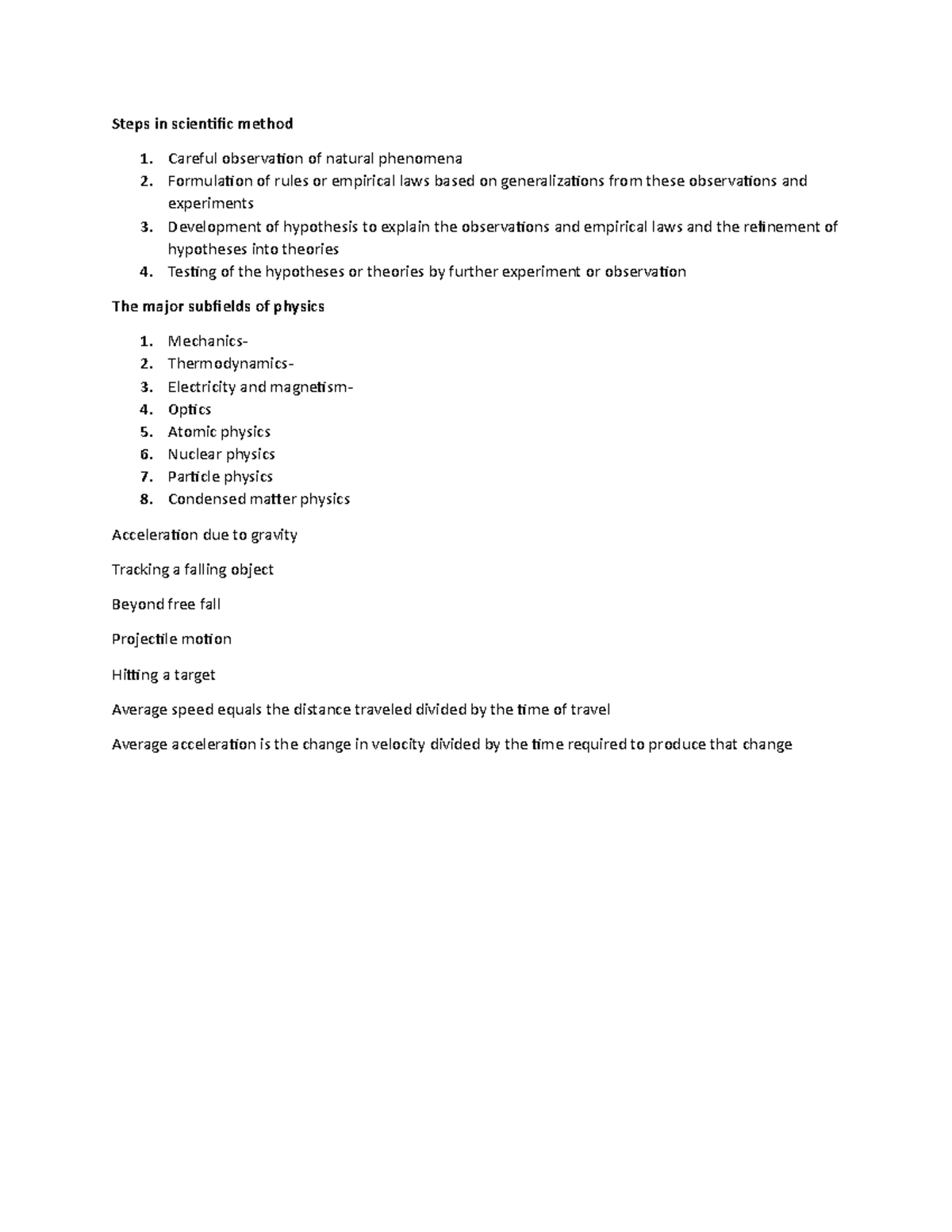 Physics 1 Notes Steps In Scientific Method 1 Careful Observation physics-1-notes-steps-in-scientific-method-1-careful-observation