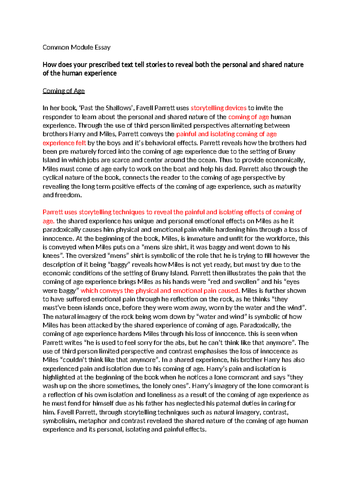 Common Module Essay - Through the use of third person limited ...