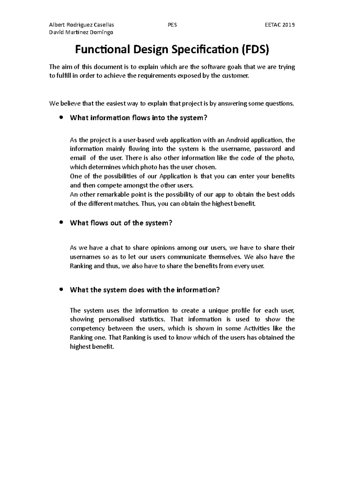 Functional Design Specification - Albert Rodríguez Casellas PES EETAC ...