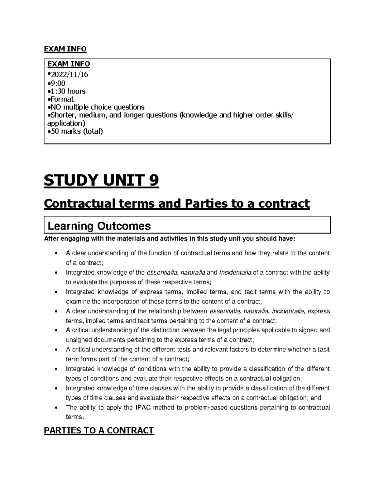 2nd semester - Notes - ####### EXAM INFO ####### EXAM INFO • 2022/11 ...