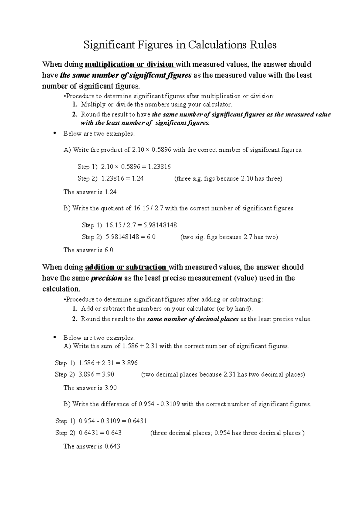 Significant figures - • Procedure to determine significant figures ...