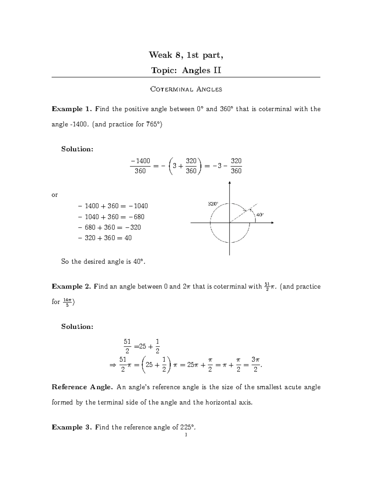 W81 - Angle - ฀Weak 8, 1st part, Topic: Angles II Coterminal Angles ...